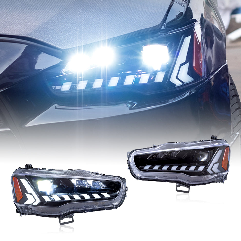 HCMOTION LED Headlights For Mitsubishi Lancer 2008-2017 Demon eyes Amb