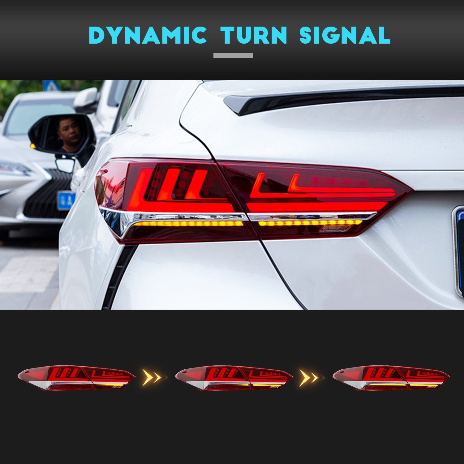 HCMOTION Taillights Fit/For Toyota Camry 2018-2021 With silver strip
