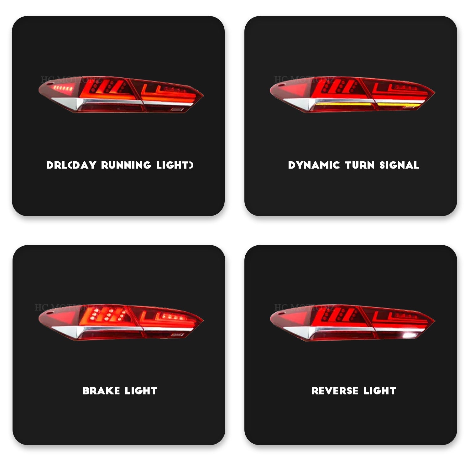 HCMOTION Taillights Fit/For Toyota Camry 2018-2021 With silver strip