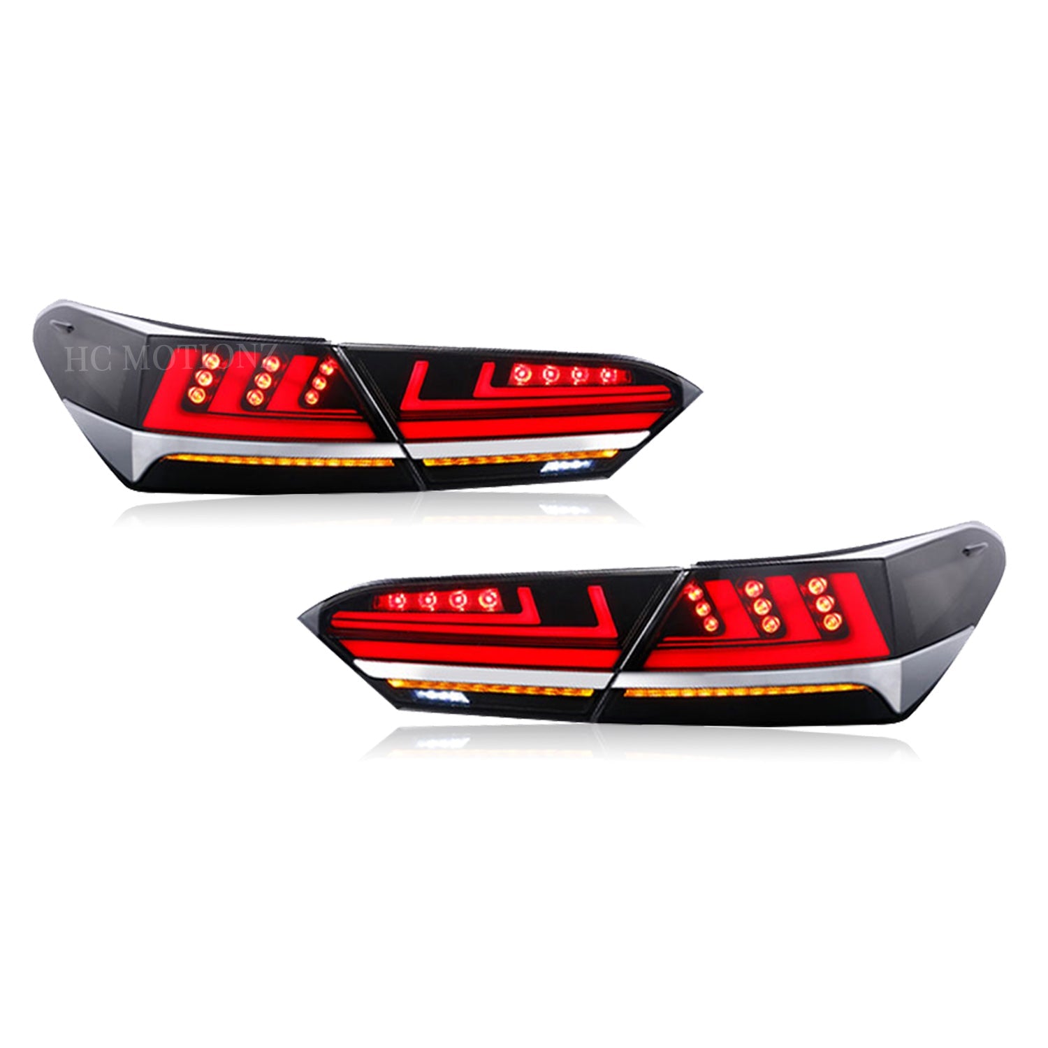 HCMOTION Taillights Fit/For Toyota Camry 2018-2021 With silver strip