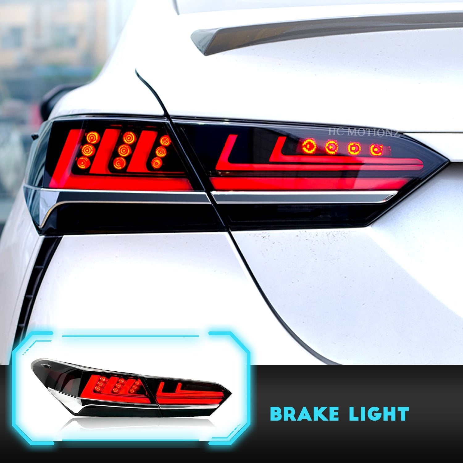 HCMOTION Taillights Fit/For Toyota Camry 2018-2021 With silver strip