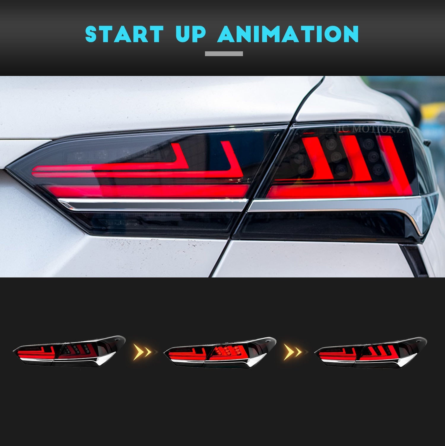 HCMOTION Taillights Fit/For Toyota Camry 2018-2021 With silver strip