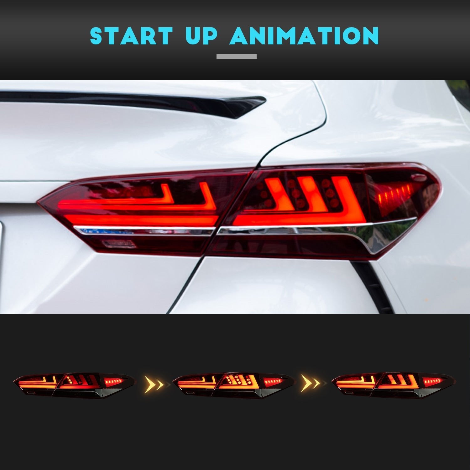 HCMOTION Taillights Fit/For Toyota Camry 2018-2021 With silver strip